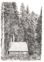 Cabin Drawing from Wilsonia | Cabin Art