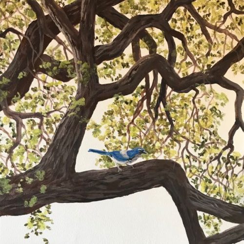 Finished Oak Tree Mural | Cabin Art