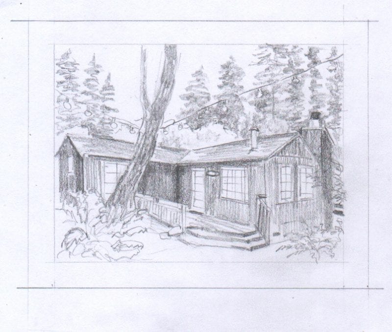 Drawing a Cabin I've Never Seen | Cabin Art